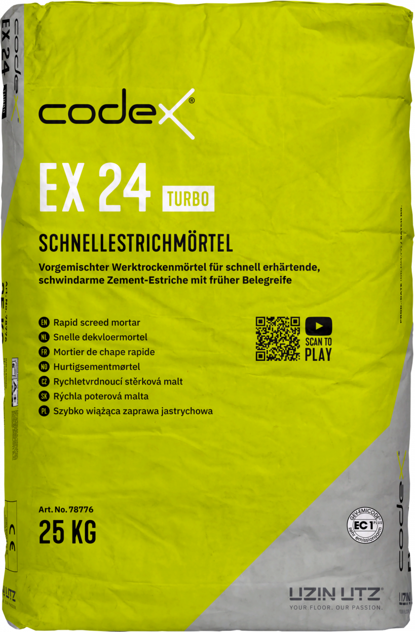 Schnellestrichmörtel Codex EX 24 Turbo - Schnell, Schwindarm, Belegreif in 24 Stunden